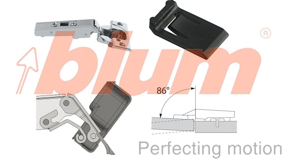 Установка ограничителя на петлю Blum 107°