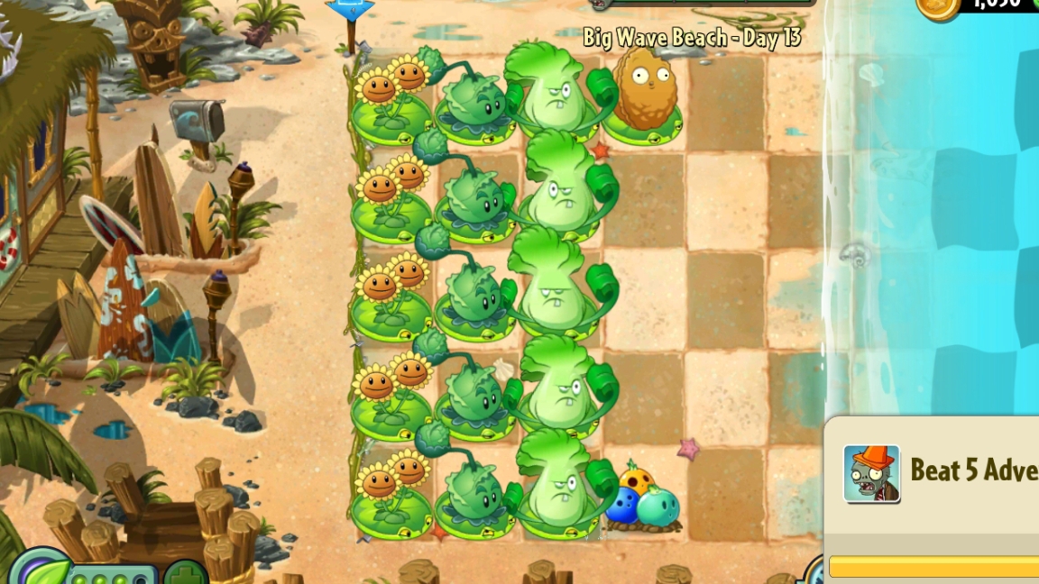 День 13 Большая Пляжная Волна (Big Wave Beach) Plants vs. Zombies 2