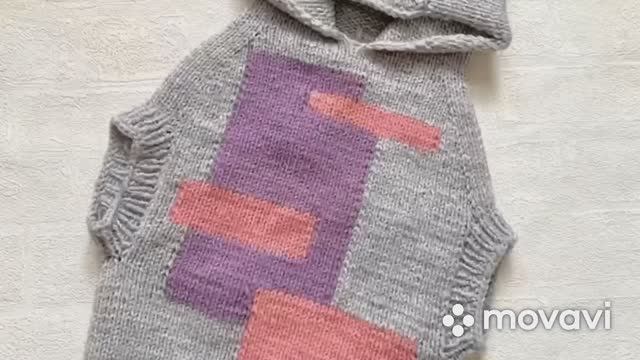 Жилетка спицами на 80-86р в технике интарсия