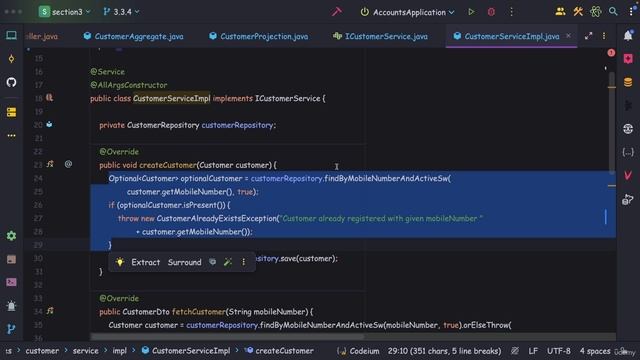 11 -Building projection class in customer microservice