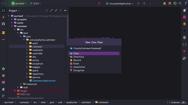 4 -Creating command classes in customer microservice
