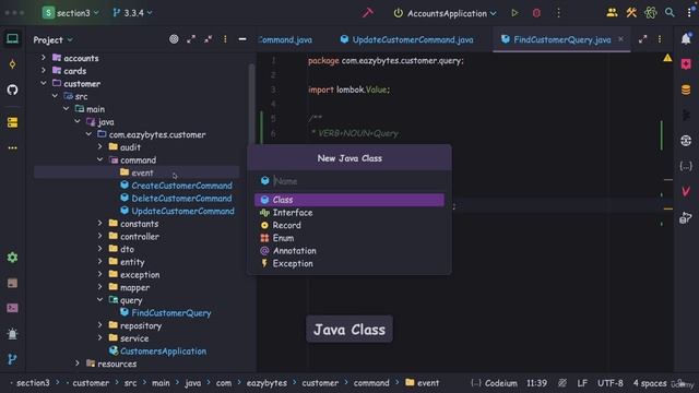 5 -Creating query and event classes in customer microservice