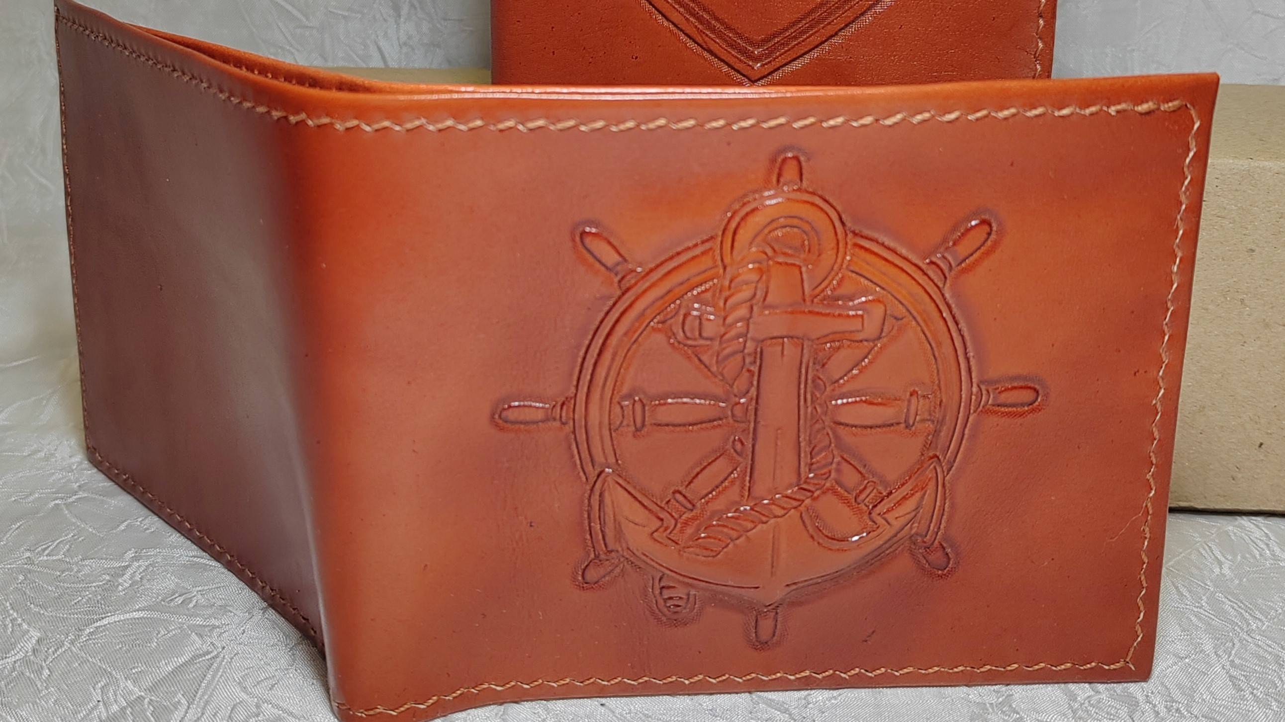 Документница и кошелёк в комплекте. Изделия из кожи. СКСтиль. Видео обзор: Моряку в подарок.