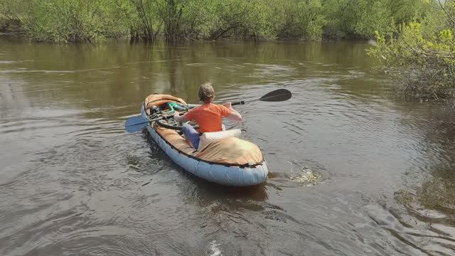 Вело-водный поход по реке Дубна, на байдарке по затопленному лесу