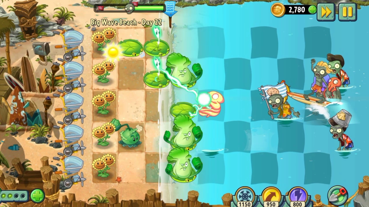День 22 Большая Пляжная Волна (Big Wave Beach) Plants vs. Zombies 2