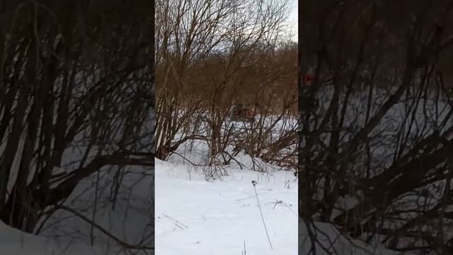 Народный снегоход на 600 гусенице проходит обкатку по сырому снегу #shorts