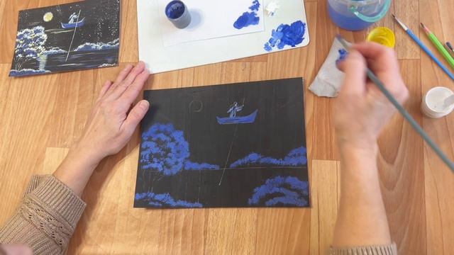 Мастер-класс "Светом по чёрному". Работа гуашью.