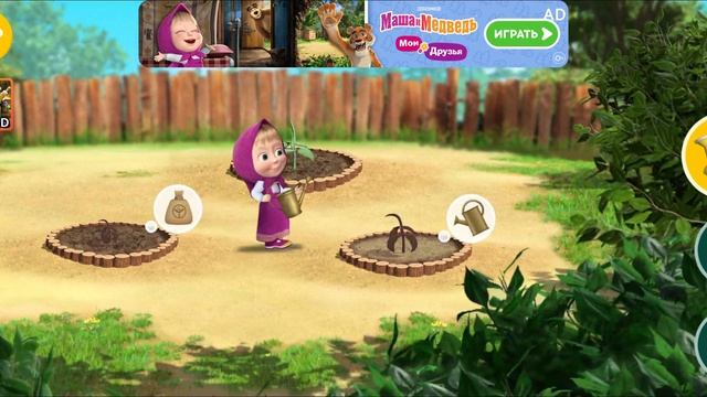 Маша и медведь играем с фруктами