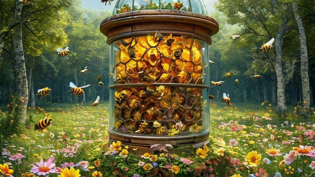 Живая картина на стене: улей из стекла как арт-объект и дом для пчел.