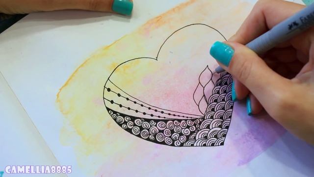DIY Идея ко дню Св. Валентина  РИСУЮ  Сердце Doodle, Zentangle