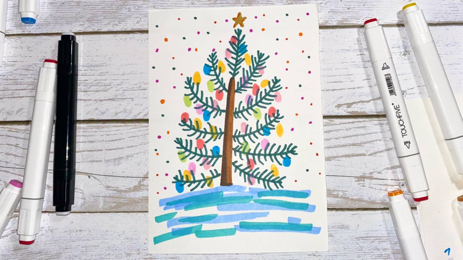 Как нарисовать елку быстро и просто. Интересный способ рисовать ёлку на Новый Год. Рисунок маркерами