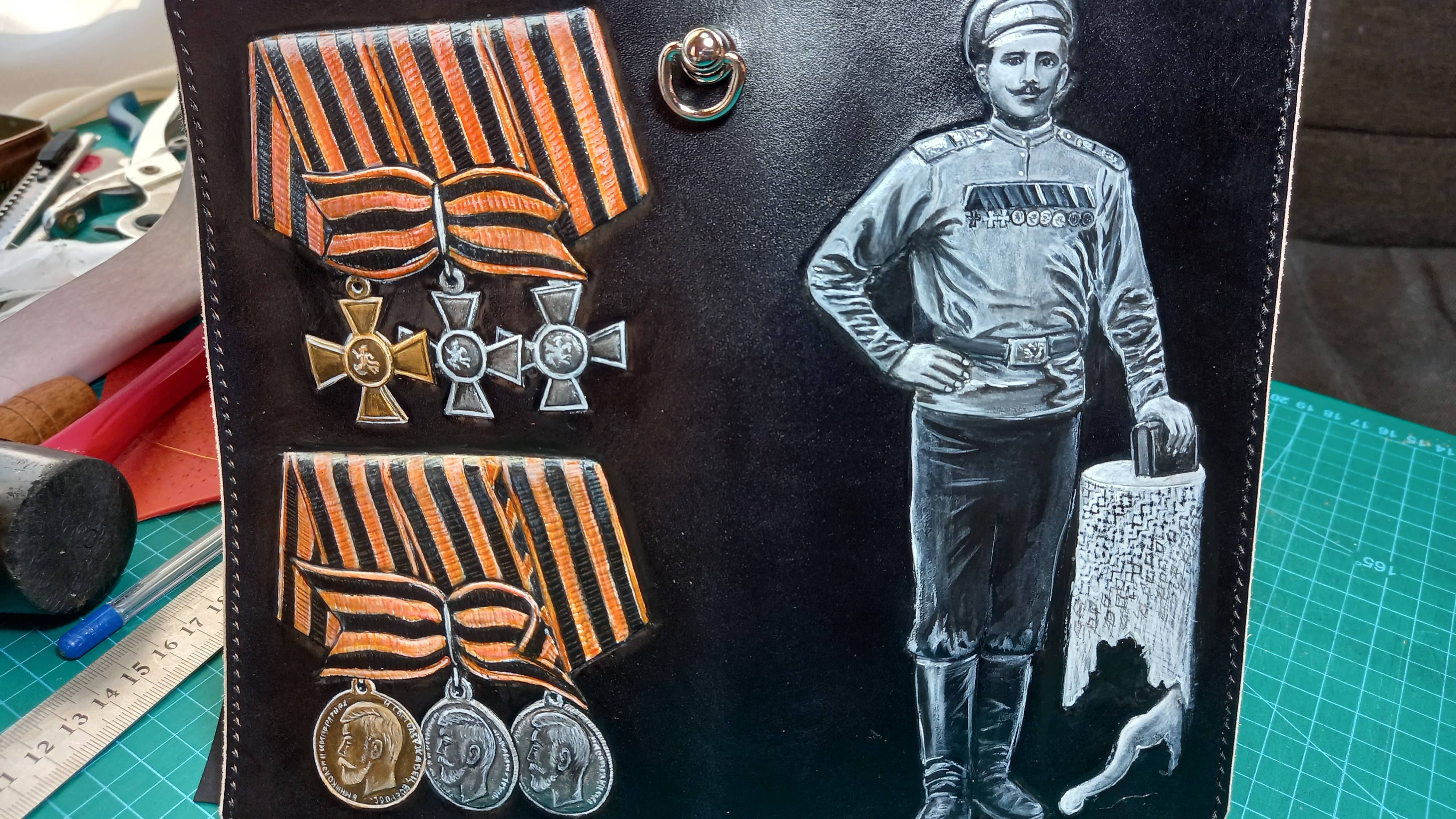 Портмоне мужское. Изделия из кожи. СКСтиль. Георгиевский кавалер, Герой Отечества! Видео по созданию