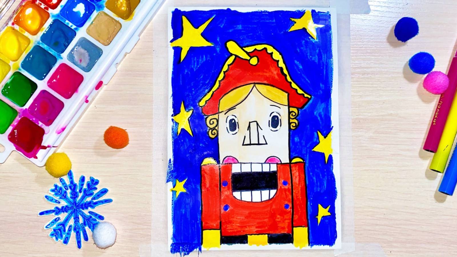 Как нарисовать Щелкунчика - урок рисования для детей. Простой рисунок на Новый Год. Рисуем вместе