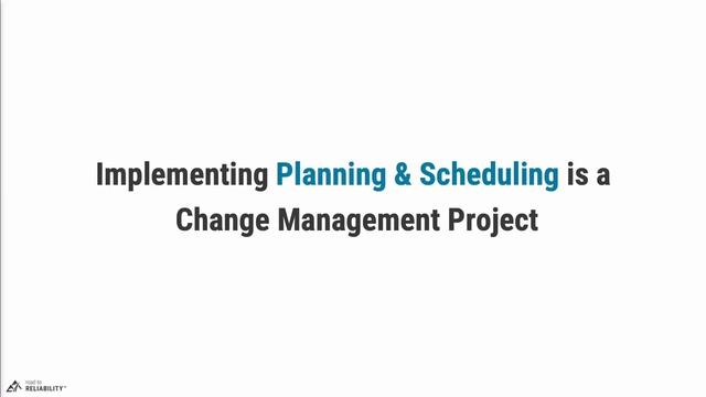 Maintenance Planning & Scheduling Implementation Solution
