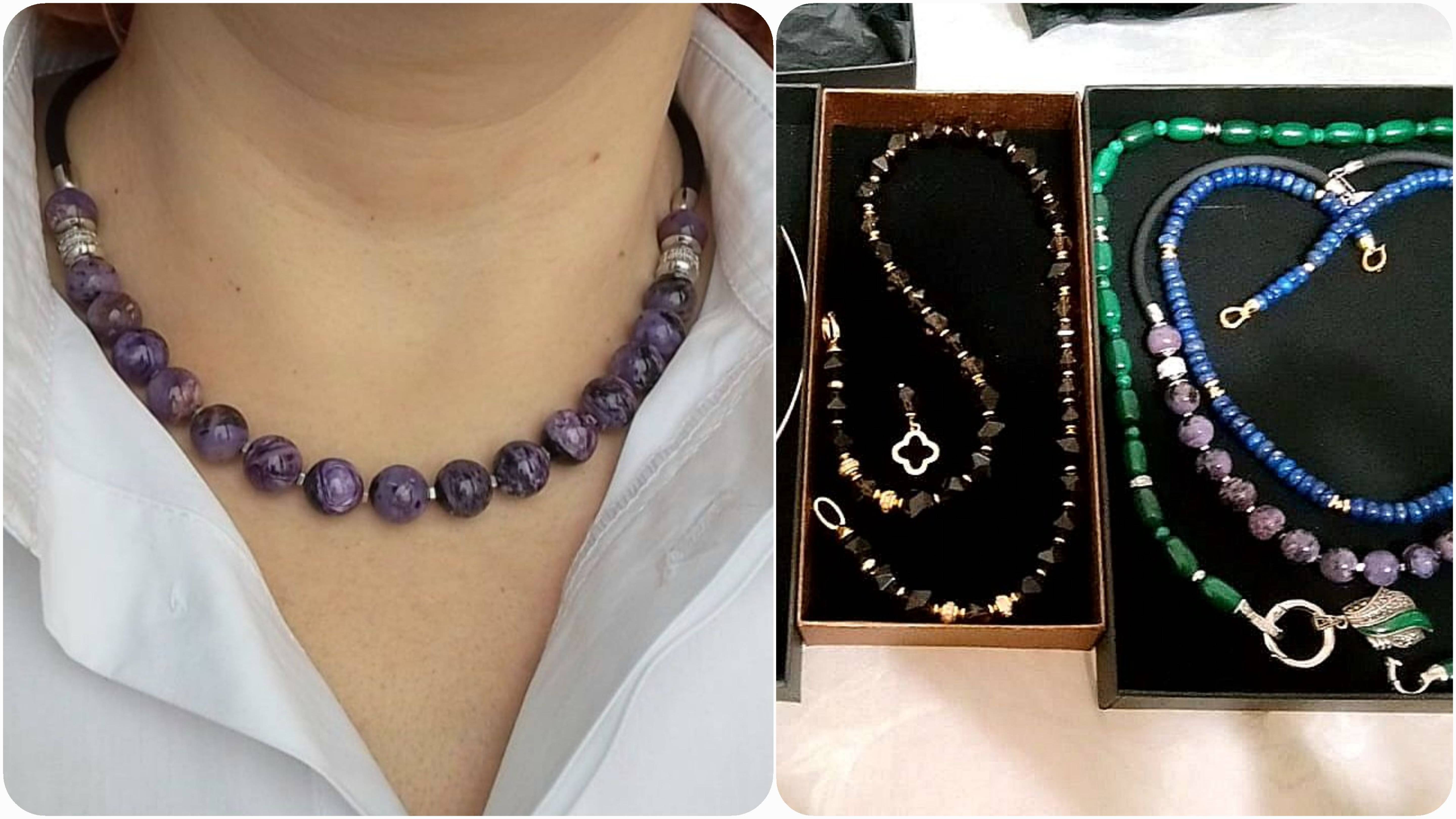 ПЕРЕДЕЛКА Часть 6. Раухтопаз, чароит. Подвеска из замка  #бусы #серьги #чокер #коробочка