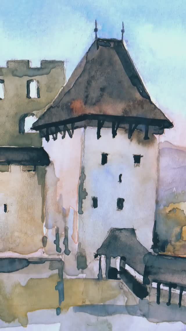 Watercolor Castle #акварель #скетч #искусство #хобби #татьянаалексеева