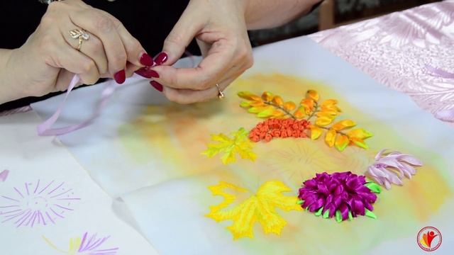 АСТРА ЧАСТЬ 4. ВЫШИВКА ОСЕННЕЙ КОМПОЗИЦИИ/ ВЫШИВКА БУТОНА|КРУЖОК ВЫШИВКИ ЛЕНТАМИ ШЁЛКОВОЕ ЧУДО