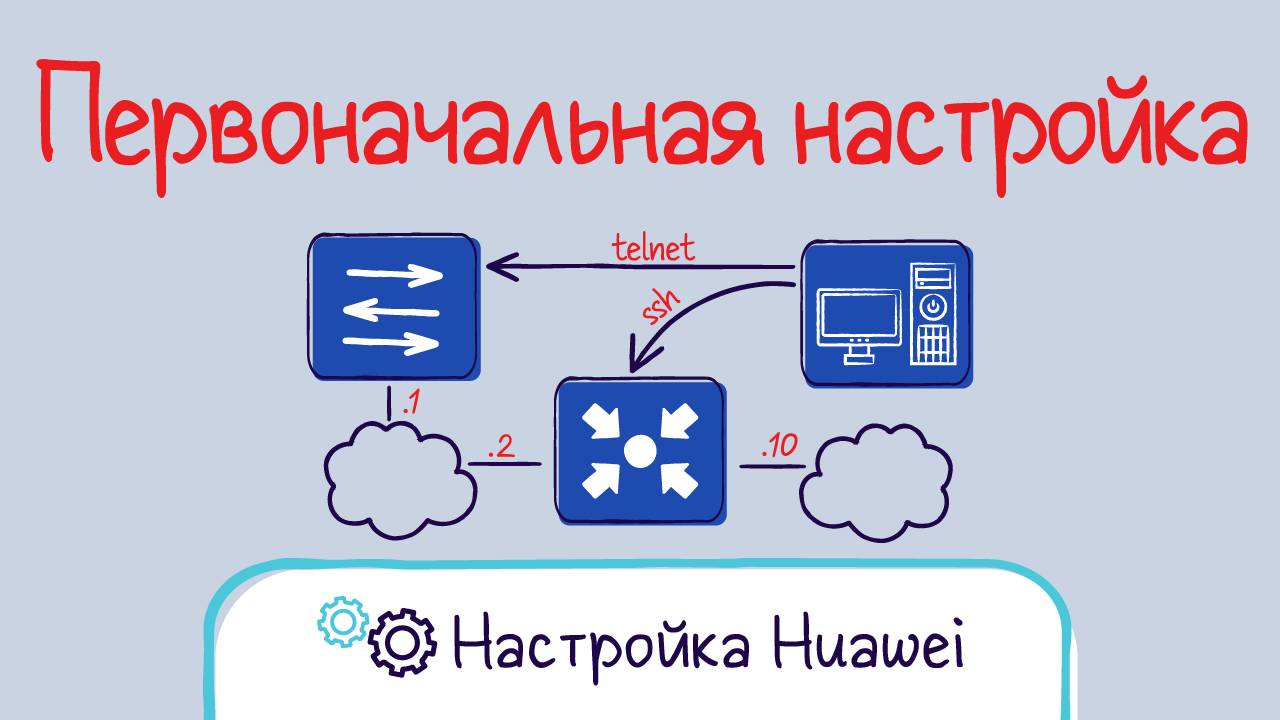 Huawei. Начальная конфигурация коммутатора. VLAN, IP адрес, telnet.