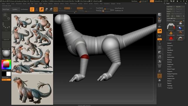 ZBRUSH - Reptil1 - Spotlight y Zsphere (720p)