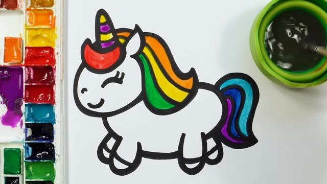 Простое руководство по рисованию Единорога с радугой! Рисование для детей и малышей ясельного возрас