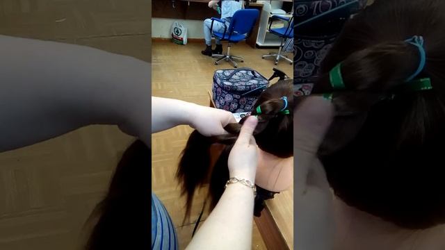 курс парикмахера. коса с лентой.