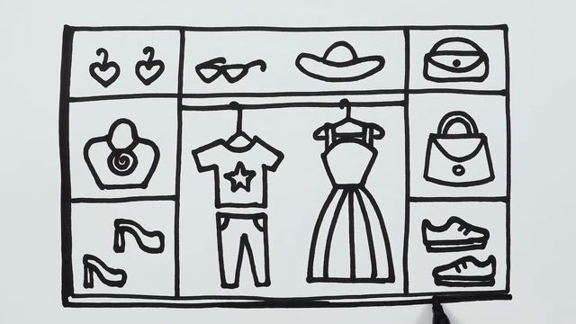 Рисование гардероба, раскрашивание, Раскраска для детей! Давайте рисовать вместе