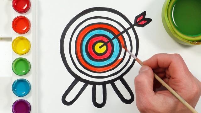Игра в дартс-мишень! Идеи для рисования, раскраски и раскрашивания для детей, малышей! Давайте рисов