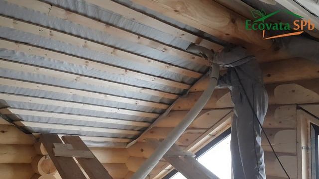 Утепление скатов крыши эковатой. Полное описание.