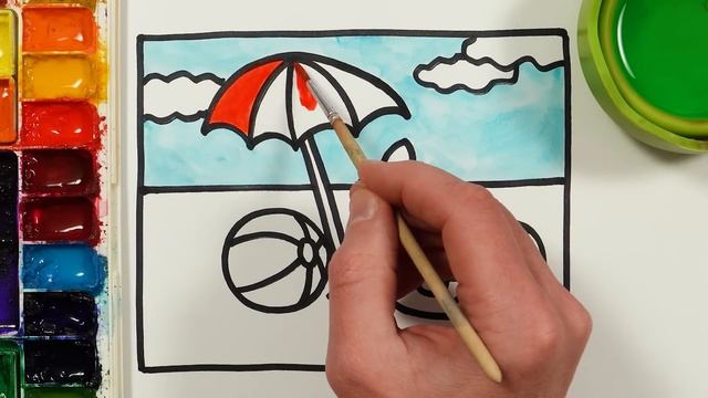 Рисование дольки арбуза - Раскраска для детей, Малыши учатся рисовать, Основы рисования