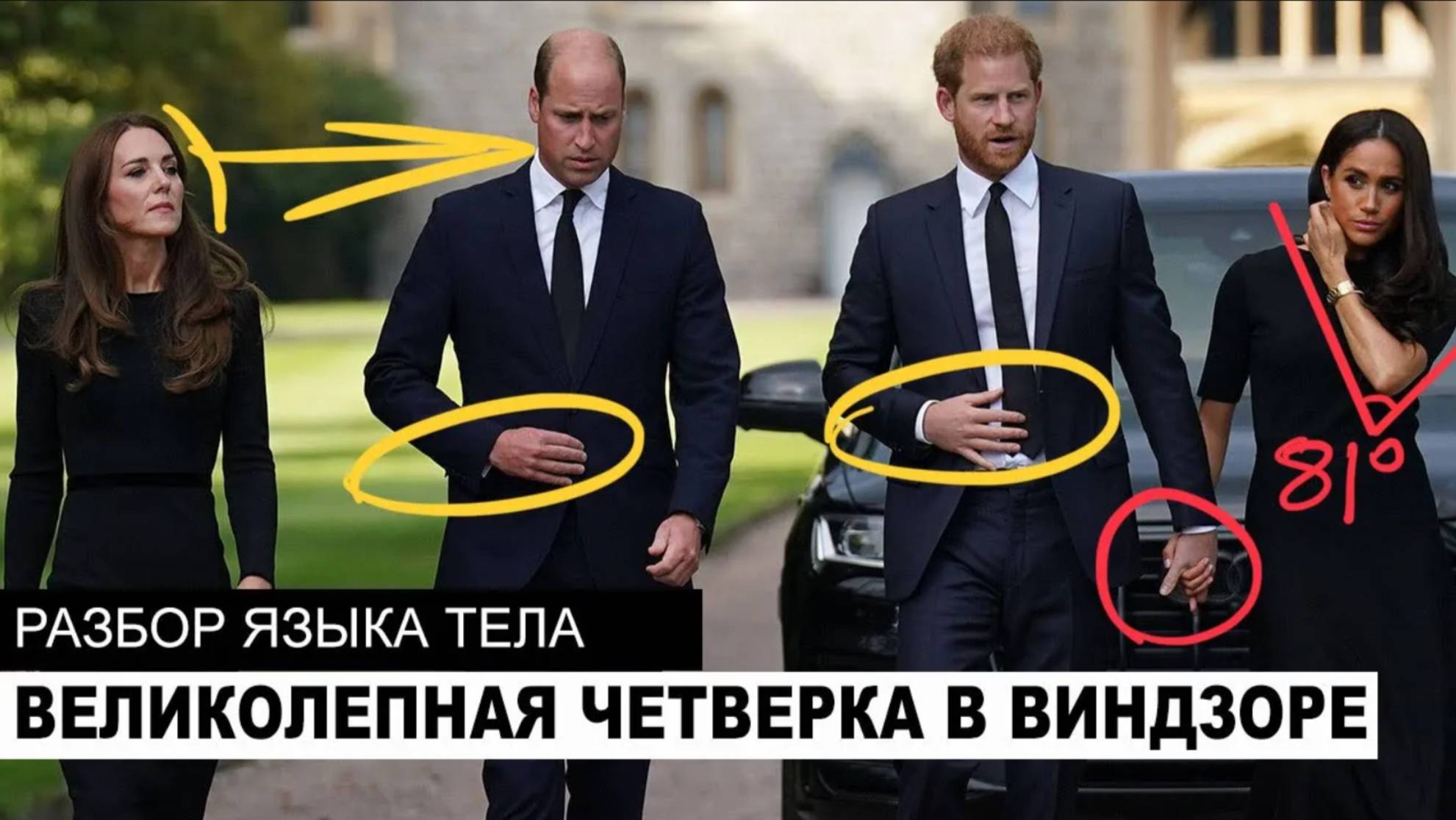 Воссоединение «Великолепной Четверки» - Уильям, Кейт, Гарри, Меган - надолго ли? Разбор языка тела.