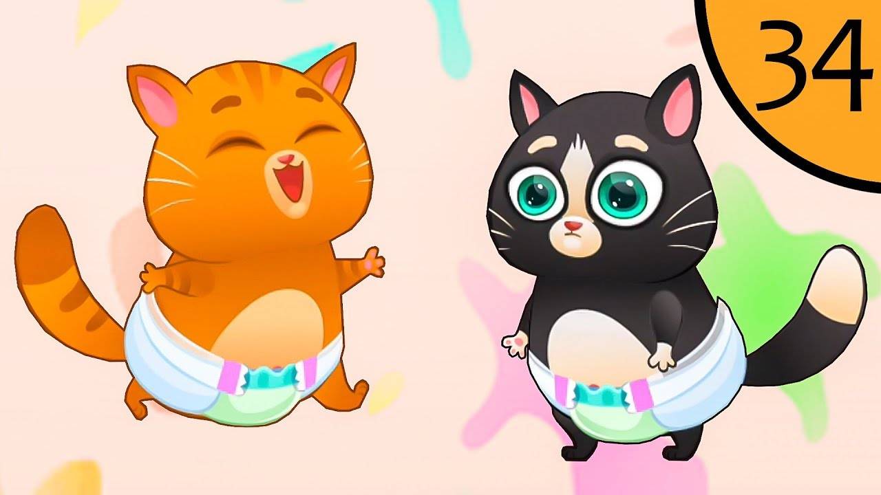 КОТИК БУБУ.Прогулка Бубу в памперсе.Мультик игра Bubbu про котят  на TV Мяу