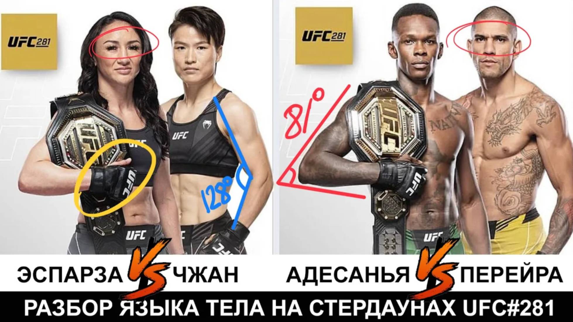 UFC#281 Адесанья VS Перейра и Эспарза VS Чжан. Прогноз боя по разбору битвы взглядов.