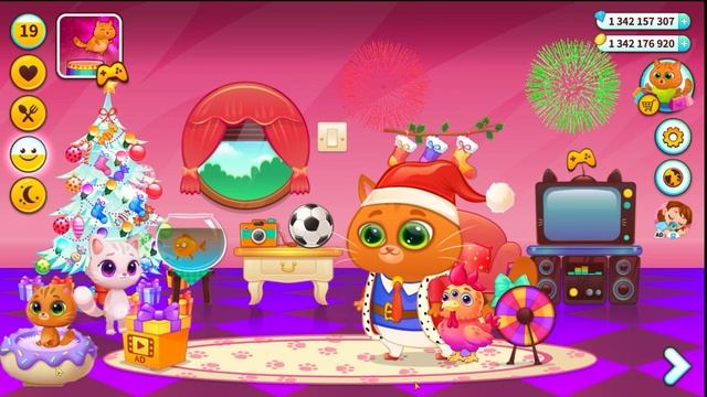 КОТИК БУБУ.НОВОГОДНЕЕ ПОЗДРАВЛЕНИЕ  от Бубу.Мультик игра Bubbu про котят  на TV Мяу