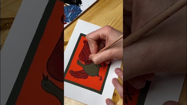 Расписываю махрищскую птичку #махрищскаяроспись