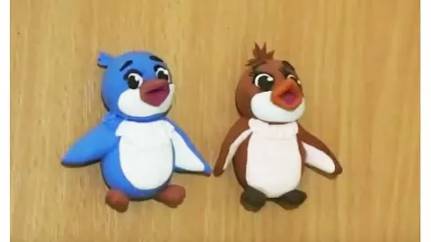 Легкий пластилин для детей. Лепим пингвинов на магните, можно из соленого теста.
