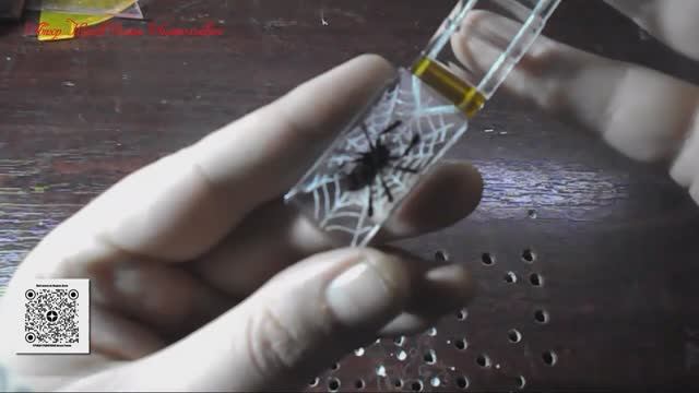 Делаем концевеки на перекидные чётки из плекса со скорпионом и пауком.Склейка эпоксидкой прозрачной.