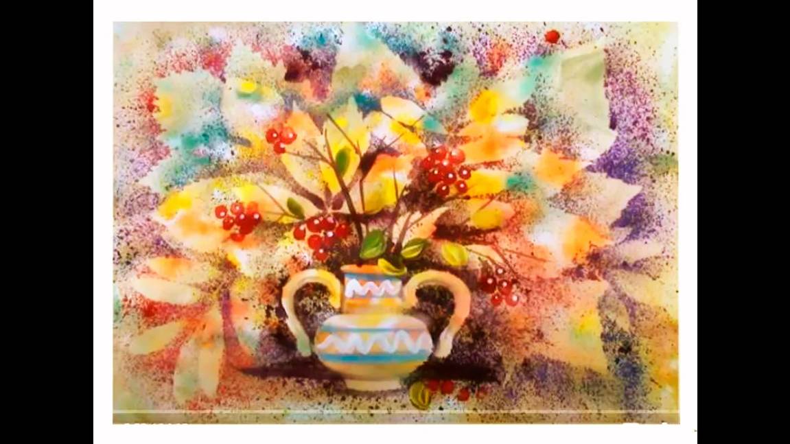 "Осенний букет".  Как нарисовать букет осенних листьев. Нетрадиционная техника "набрызг" гуашью.