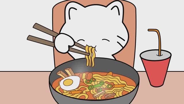 Кот Кошик - вкусная лапша