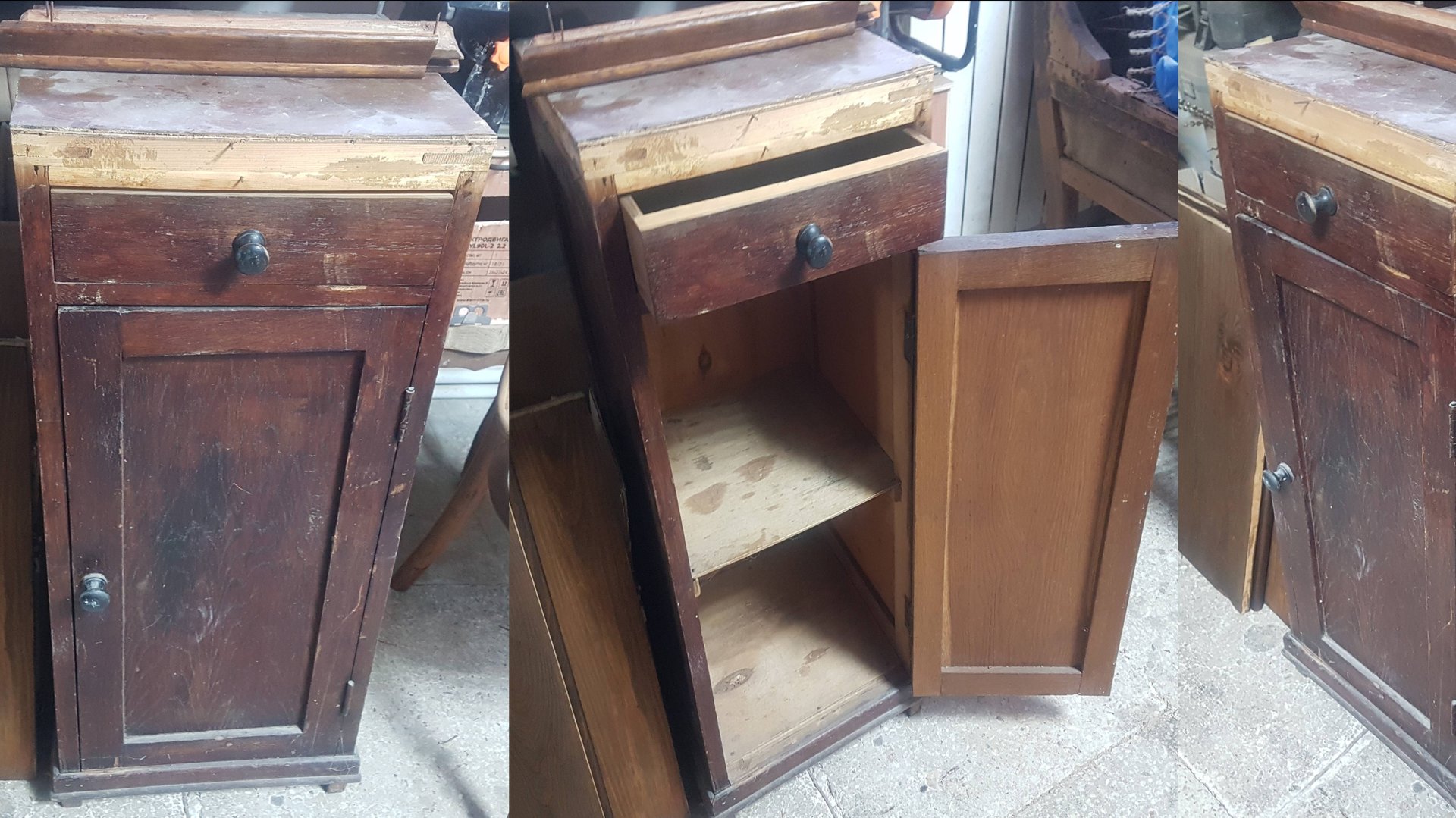 Реставрация, декорирование советской тумбочки мастеров Подмосковья. Часть первая