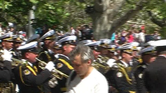 Участие ветеранов морской пехоты Алушты в параде Победы в Севастополе.