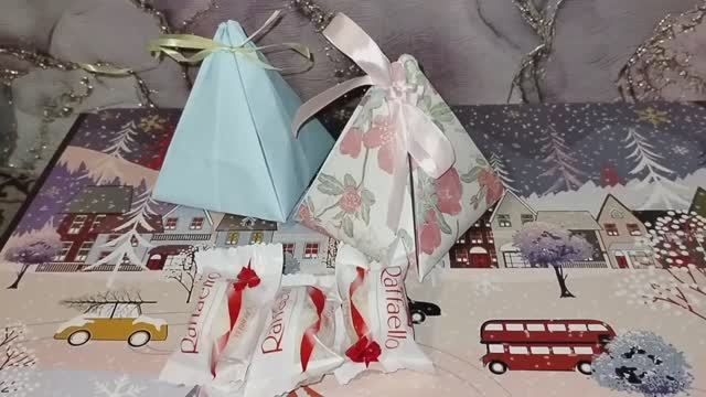 Оригами. Пирамида из бумаги. Коробочка для подарка
