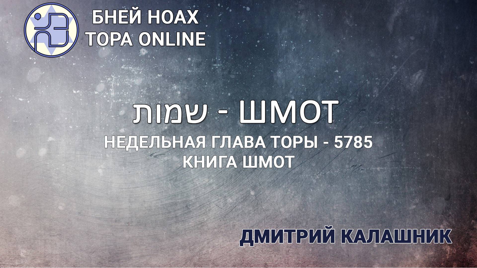 Недельная глава Торы - Парашат а-шавуа - "ШМОТ" 5785/2025. Дмитрий Калашник