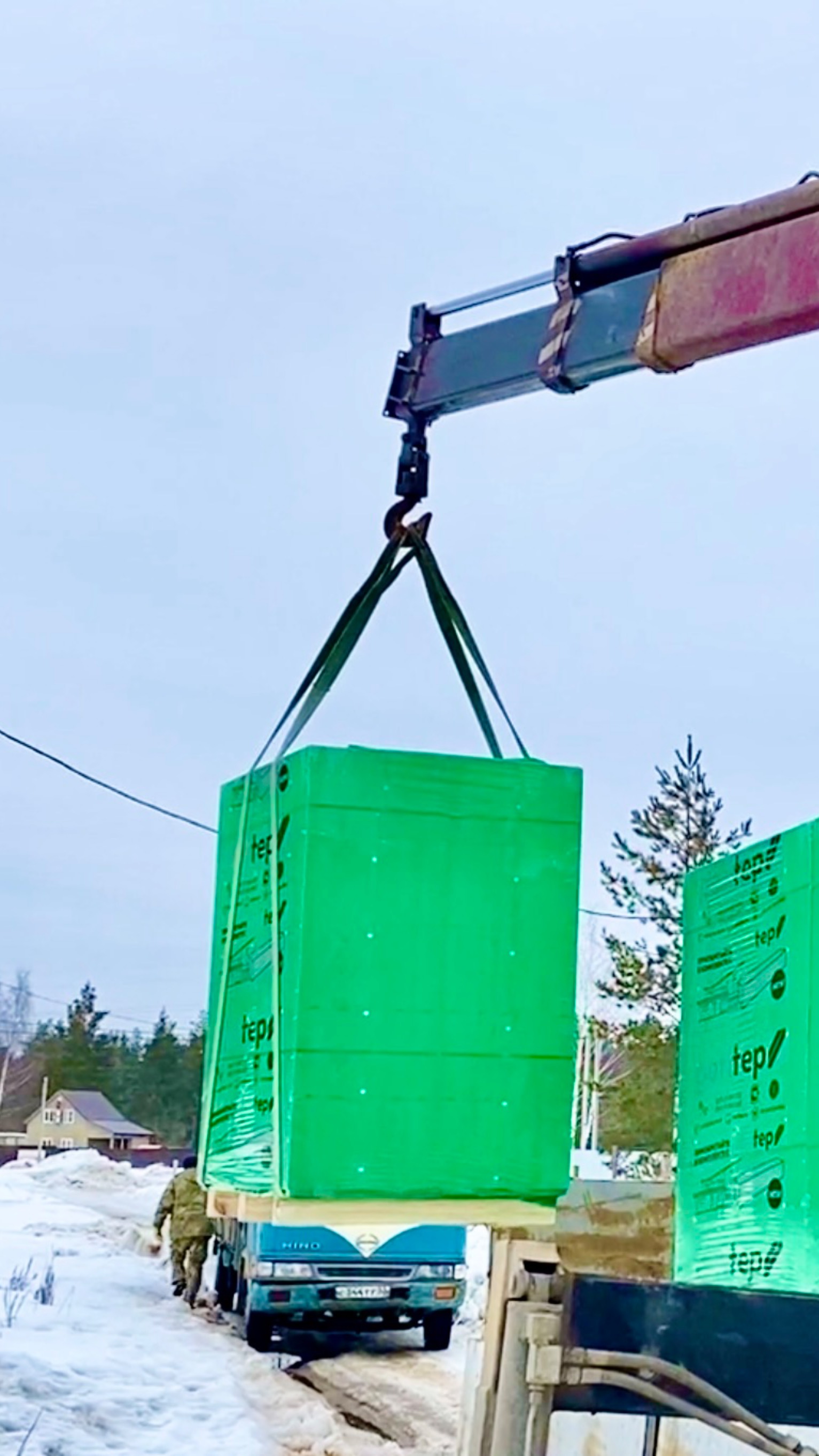 Газоблок разгрузка в снег