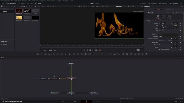 Обтравочная маска во вкладке Fusion DaVinci Resolve