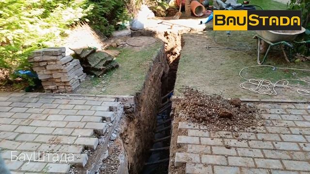 Монтаж дренажа и ливневки вдоль существующей отмостки