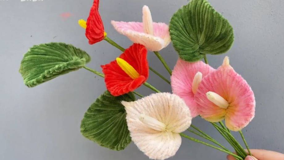 Букет АНТУРИУМ из синельной проволоки своими руками поделка