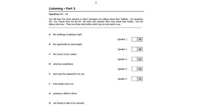 How to do Cambridge FCE Listening Exam  Part 3