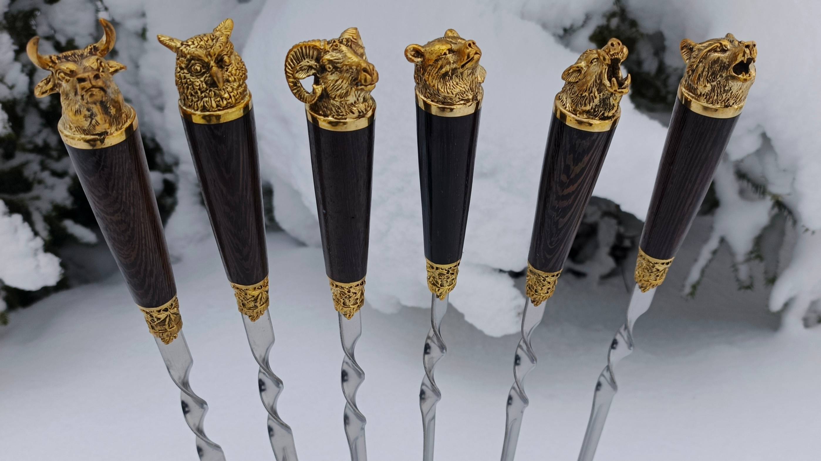 Шампуры подарочные «Пирушка на опушке» 6 шт., подарок на день рождение, юбилей, годовщину