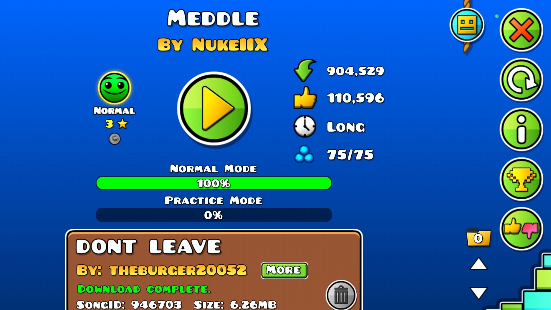 geometry dash Я прошол уровень meddle