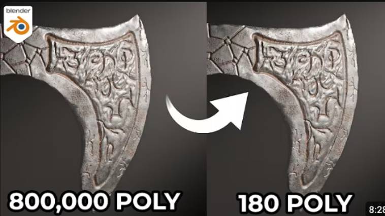 Как перенести высокополигональные детали в низкополигональный объект в Blender